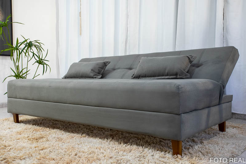 Sofá 4 lugares e Sofá Cama Casal Arpoador Cinza