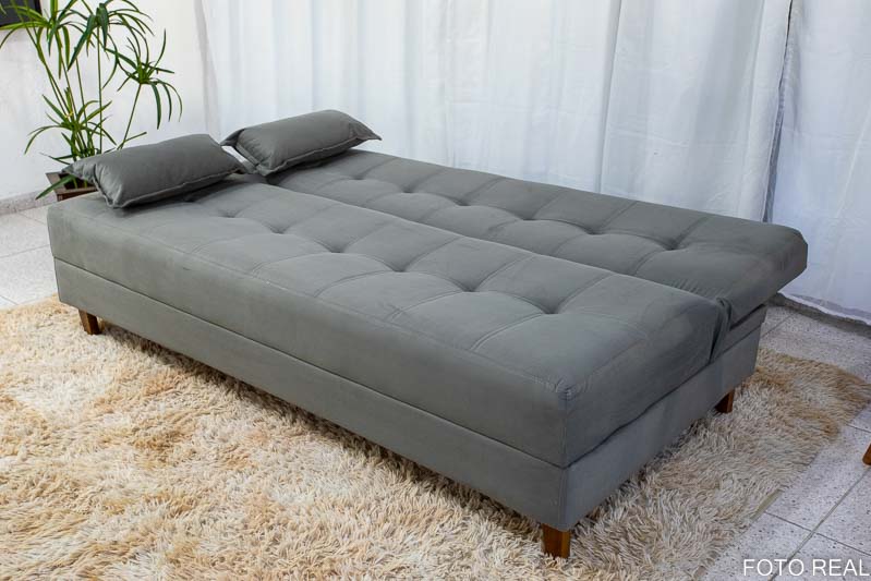 Sofá 4 lugares e Sofá Cama Casal Arpoador Cinza